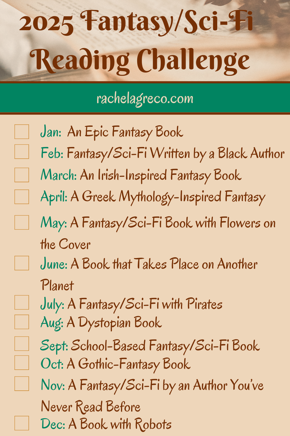 2025 Fantasy/Sci-Fi Reading Challenge - Rachel A. Greco